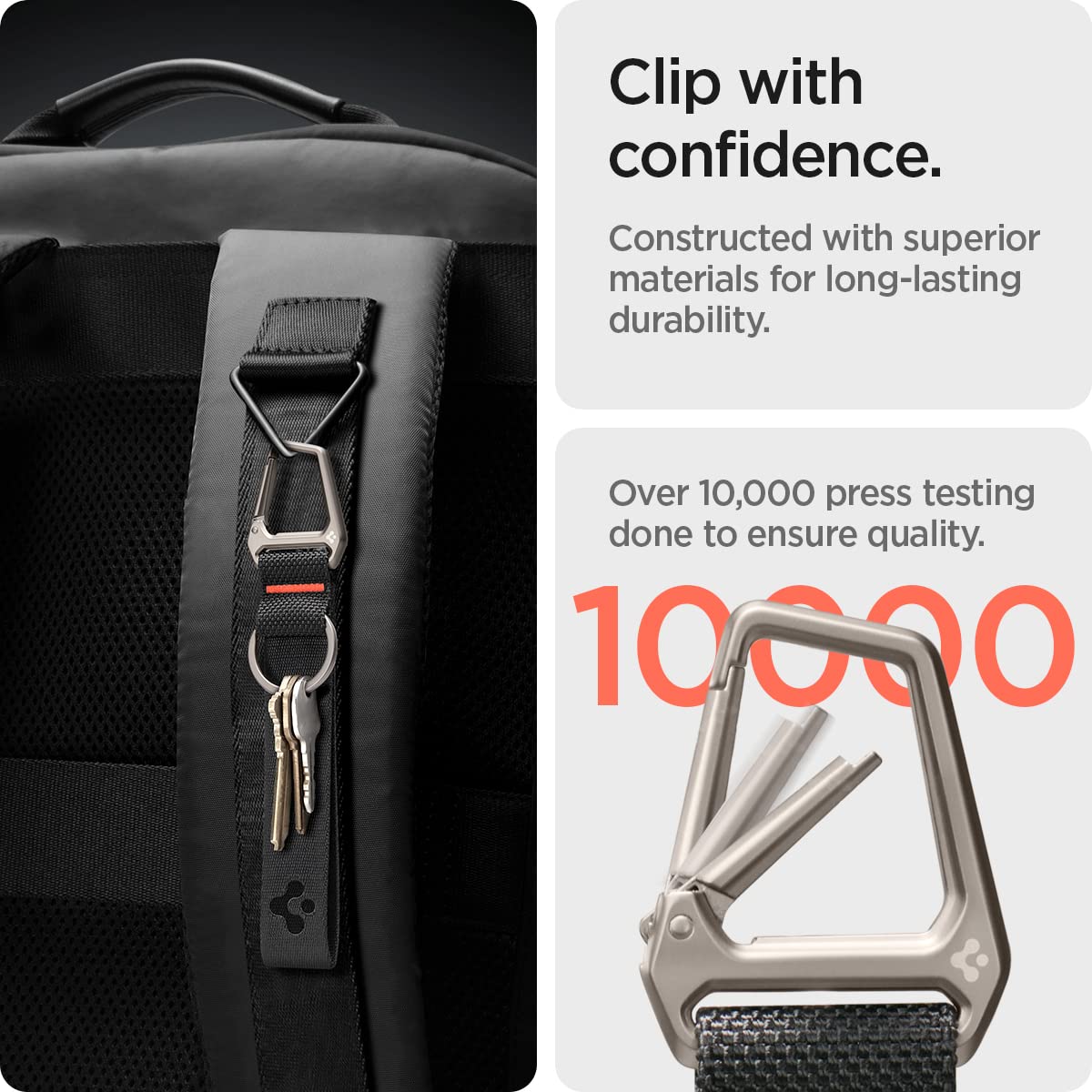 Spigen Life Carabiner Lanyard Keychain Strap for Keys ID Badge Wallet Holder and Everyday Carry Items Wrist Keychain Ring Carabiner - Black