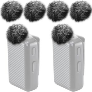 dunzy 4 pcs microphone windscreen wind muff compatible with dji mic, furry mic cover for wind and ambient noise reduction, compatible wireless lavalier microphone cover, furry filter