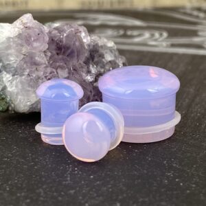 Mystic Metals Body Jewelry Pair of Lavender Opalite Single Flare Plugs (STN-741) (6g (4mm))