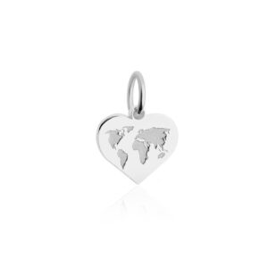 jet set candy sterling silver mini world heart map travel charm