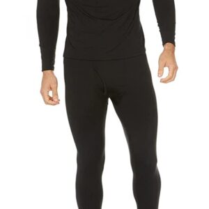 Thermajohn 2 Pack Thermal Underwear for Men Size 3XL V-Neck & Crew Neck Sets Black