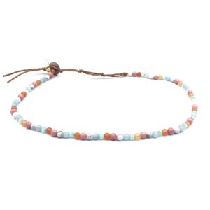 lotus and luna 4mm energy chakra healing necklace with real howlite and amazonite stones (balance + inner peace)