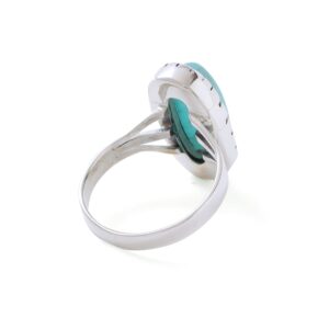 Silver Eternity 925 Sterling Silver Amazonite Ring for Women Statement Ring Silver Natural Blue Amazonite Ring Jewelry Gift for Women (Blue, Ring Size - 6)