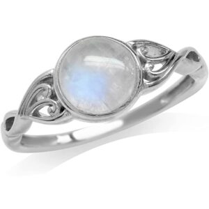 jude jewelers stainless steel created moonstone wedding engagement solitaire ring (silver, 9)