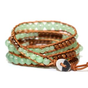 ZOSOJONA Wrap Bracelet For Women/Men | Adjustable Multilayer Genuine Leather Handmade Boho Nature Stone Beaded Bracelets