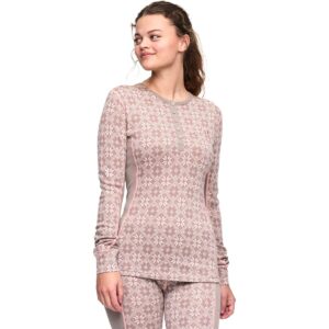 kari traa rose long sleeve women's base layer top - 100% merino wool fitted knit thermal shirt, taupe, x-small