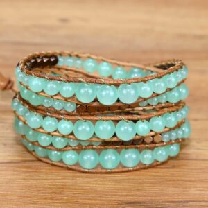 ZOSOJONA Wrap Bracelet For Women/Men | Adjustable Multilayer Genuine Leather Handmade Boho Nature Stone Beaded Bracelets