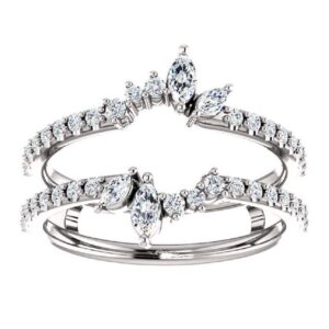 marquise & round cut white diamond 925 sterling silver 14k white gold over diamond wedding enhancer ring for women's