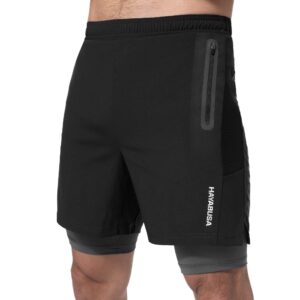 hayabusa men's layered performance shorts - black, x-large