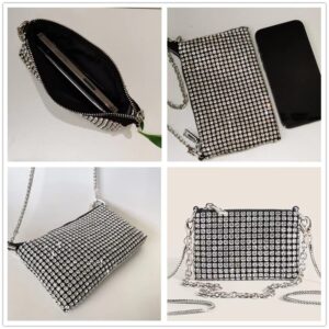 NOGUTU Rhinestone Purse Silver Clutch Purse Sparkly Purse Silver Purse for Wedding