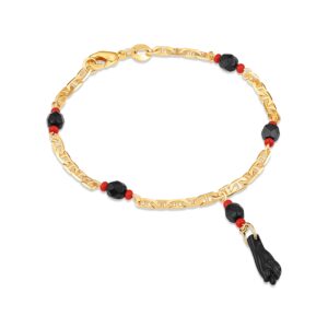 barzel 18k gold plated azabache bracelet - made in brazil