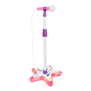 singing machine kids smk910pp star stage, adjustable sing-along mic stand with led lights, pink/purple