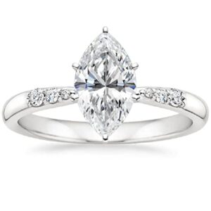 10K Solid White Gold Handmade Engagement Ring 1.0 CT Marquise Cut Moissanite Diamond Solitaire Wedding/Bridal Ring Set for Women/Her Propose Ring (9)