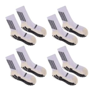 the grip sock youth socks, soccer socks kids, anti slip soccer socks, trampoline socks, non slip football grip socks, kids socks 4 pk kids ages 4-10 (white)