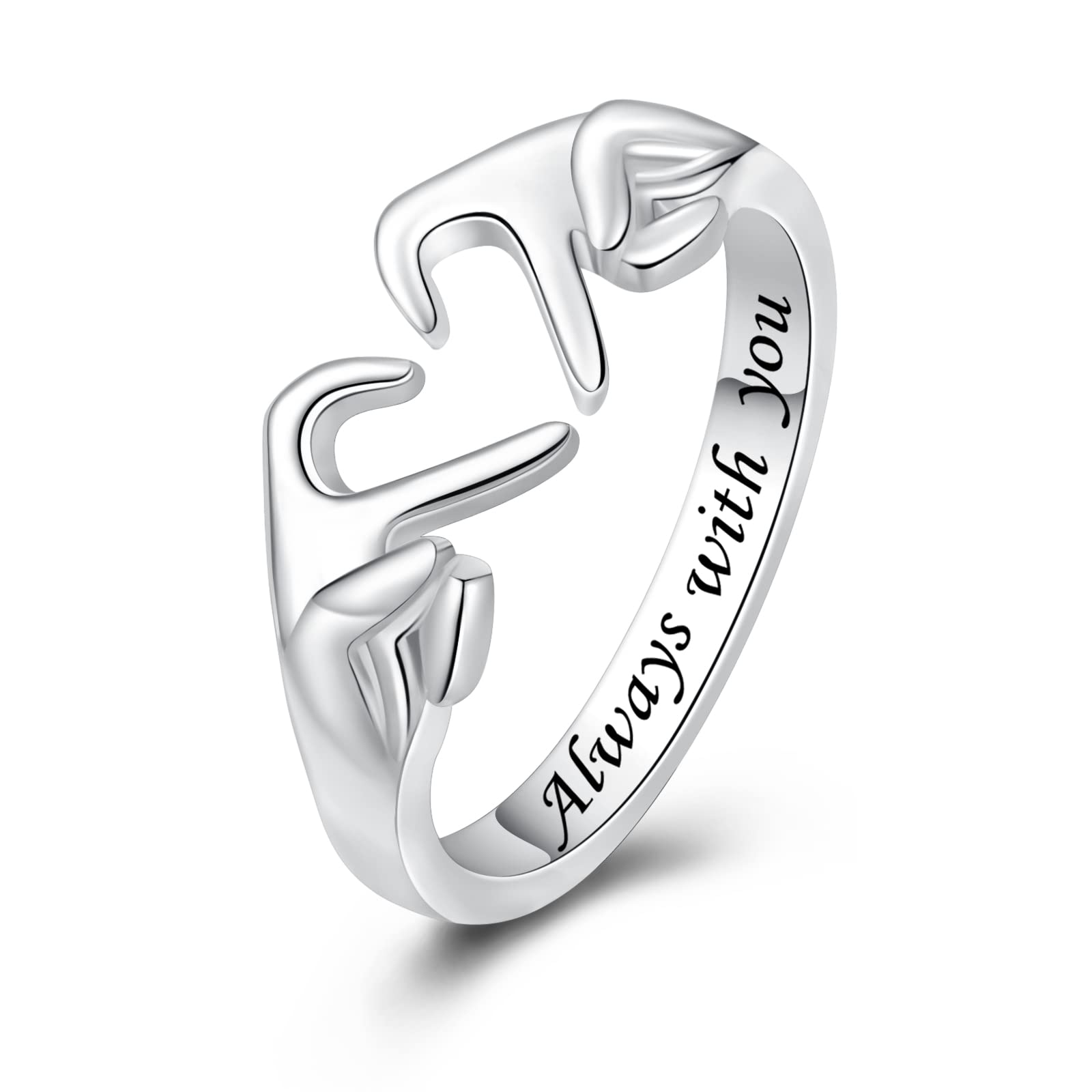 925 Sterling Silver Heart Claddagh Rings for Women Teen Girls, Adjustable White Gold Plated Ring Friendship Promise Love Heart Jewelry Rings Mothers Day Valentines Holiday Gifts for Women Friends,