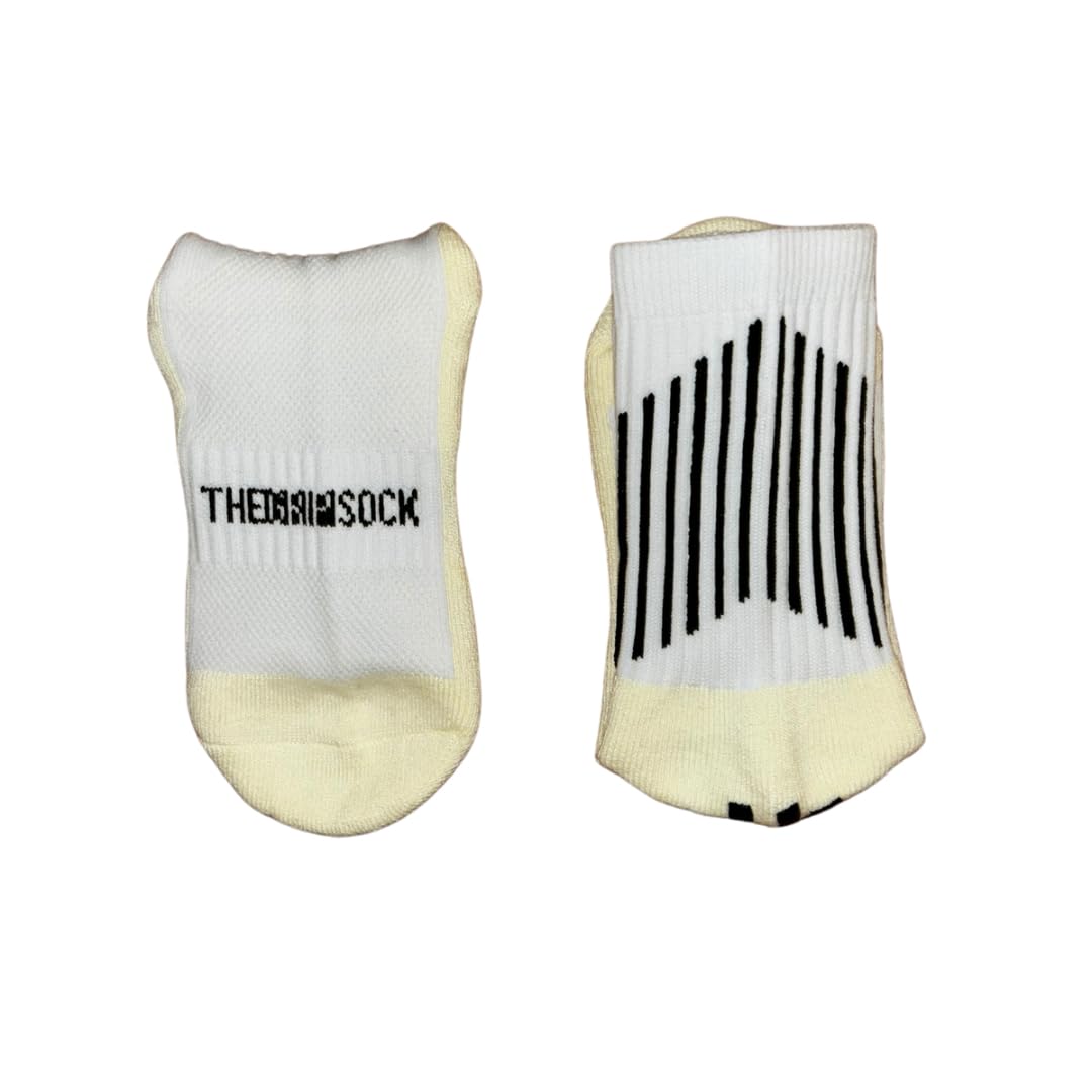 The Grip Sock Youth Socks, Soccer Socks Kids, Anti Slip Soccer Socks, Trampoline Socks, Non Slip Football Grip Socks, Kids socks 4 pk Kids ages 4-10 (White)