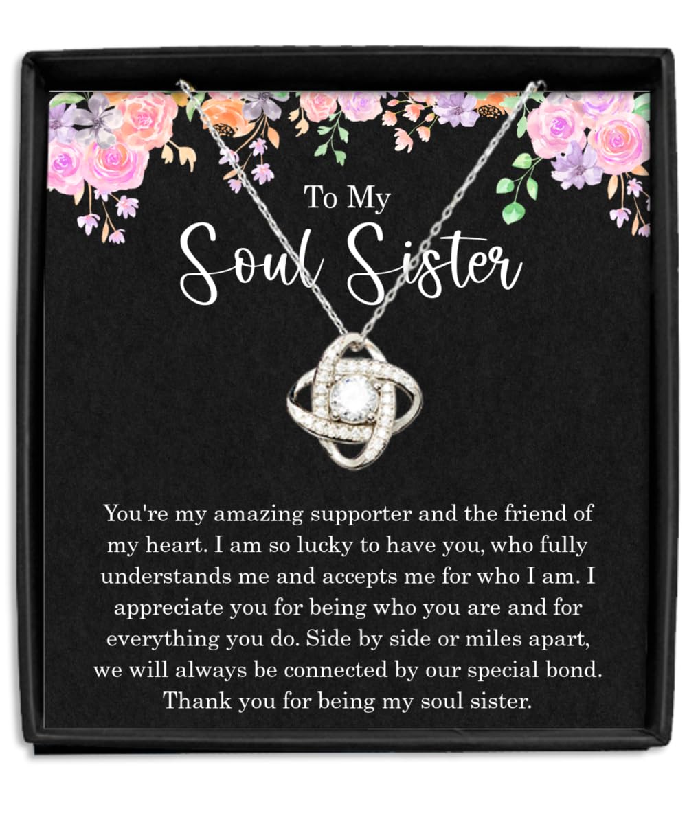 Soul Sister Gifts For Women, Necklace For Best Friend, Sister in Law, BFF, Unbiological Sister, Bestie, Unique Friendship Birthday Present Sentimental Jewelry, Long Distance, Crystal, Cubic Zirconia