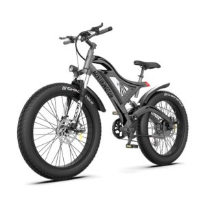 jugtl electric bike fat tire 48v 15ah removable lithium battery mountain bicycle shimanos bicycle full suspension mtb bikes for adults (grey)