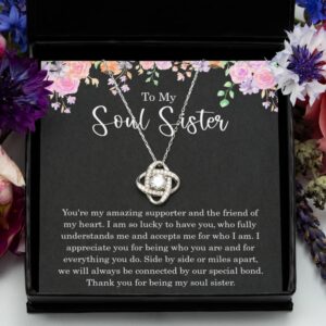 Soul Sister Gifts For Women, Necklace For Best Friend, Sister in Law, BFF, Unbiological Sister, Bestie, Unique Friendship Birthday Present Sentimental Jewelry, Long Distance, Crystal, Cubic Zirconia