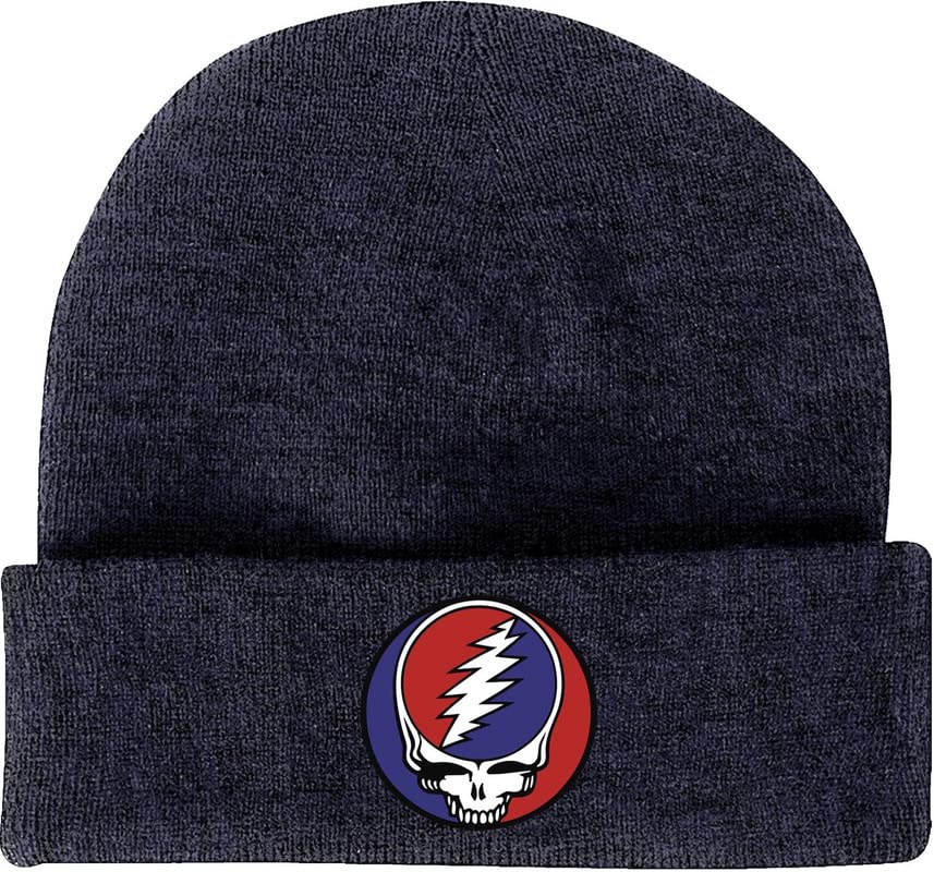 Ripple Junction Grateful Dead Adult Beanie Steal Your Face Cuffed Vintage Band Winter Hat Officially Licensed Heather Navy