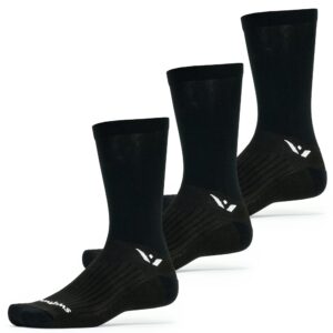 swiftwick- performance seven (3 pairs) cycling socks, wicking, durable crew (black, x-large)