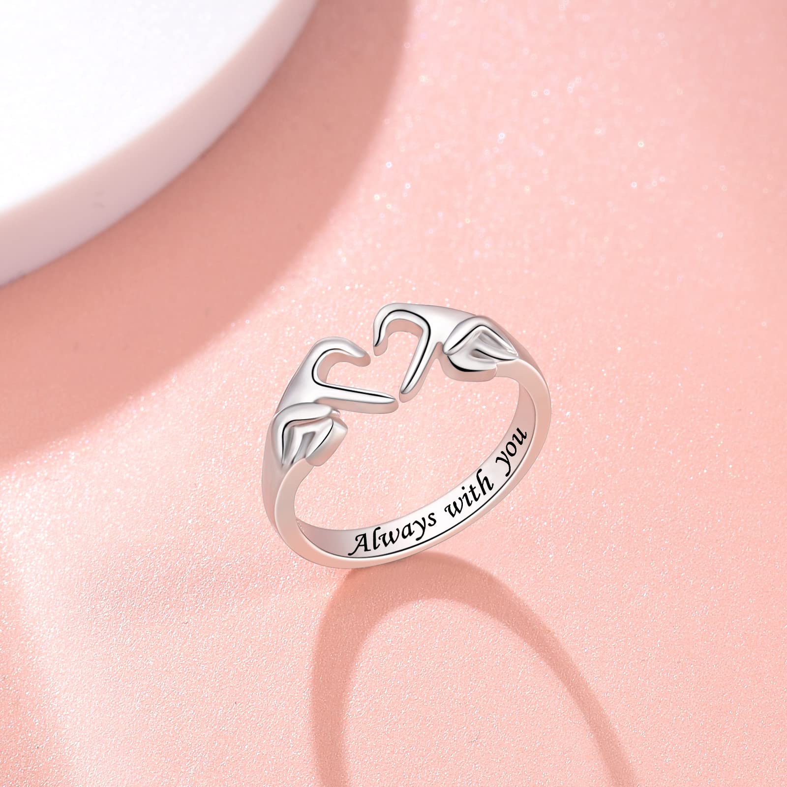 925 Sterling Silver Heart Claddagh Rings for Women Teen Girls, Adjustable White Gold Plated Ring Friendship Promise Love Heart Jewelry Rings Mothers Day Valentines Holiday Gifts for Women Friends,