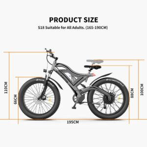 JUGTL Electric Bike Fat Tire 48V 15AH Removable Lithium Battery Mountain Bicycle Shimanos Bicycle Full Suspension MTB Bikes for Adults (Grey)