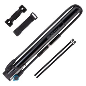 giyo bike frame floor pump - compact & durable, fast tire inflation for road & mtb - presta/schrader, max 140 psi - small pump with gauge (gm631)