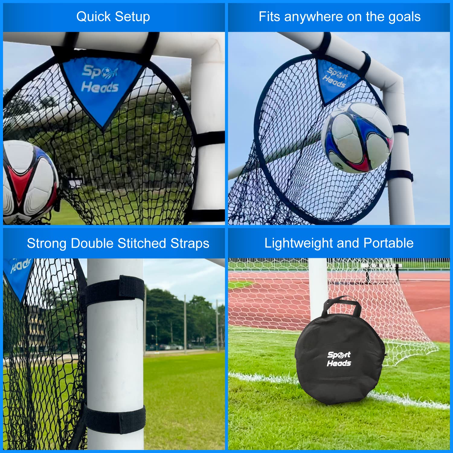 Soccer Targets for Goals Training (2pc) - Soccer Training Target | Top Bins Equipment | Durable Design - Extra-Long Straps with Carry Case