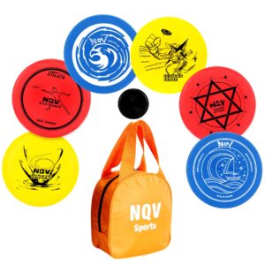 nqv disc golf se with bag,disc golf beginner set,6 pack flying discs with putters drivers mid ranges+1 black disc golf bag, disc portable outdoor indoor beginner kid aged6+adults