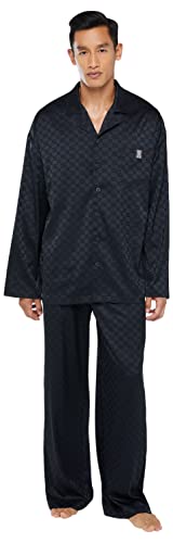 Savage X, Men's Satin Shirt, Black Caviar Monogram Jacquard, M