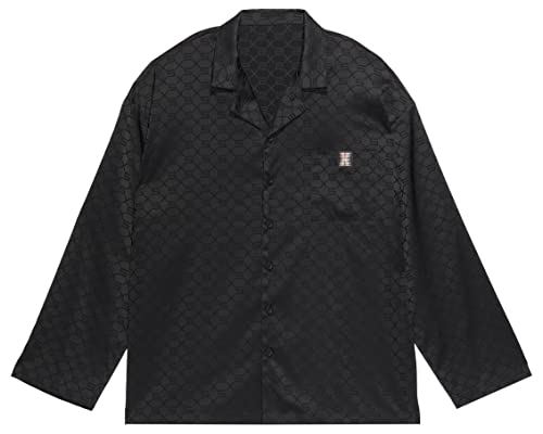 Savage X, Men's Satin Shirt, Black Caviar Monogram Jacquard, M