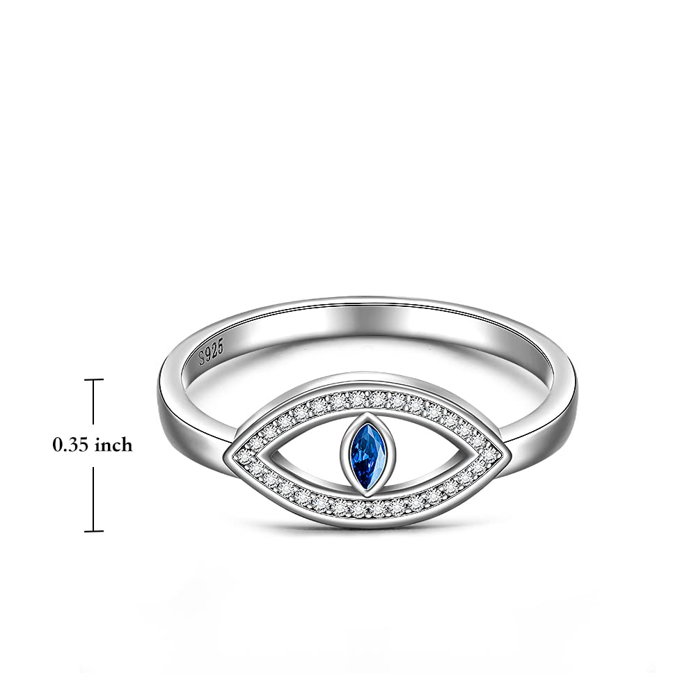 Evil Eye Ring Sterling Silver Evil Eye Rings Protection Greek Third Eyes Ring Blue Sapphire Mal De Ojo Turkish Eyes Jewelry Size 9