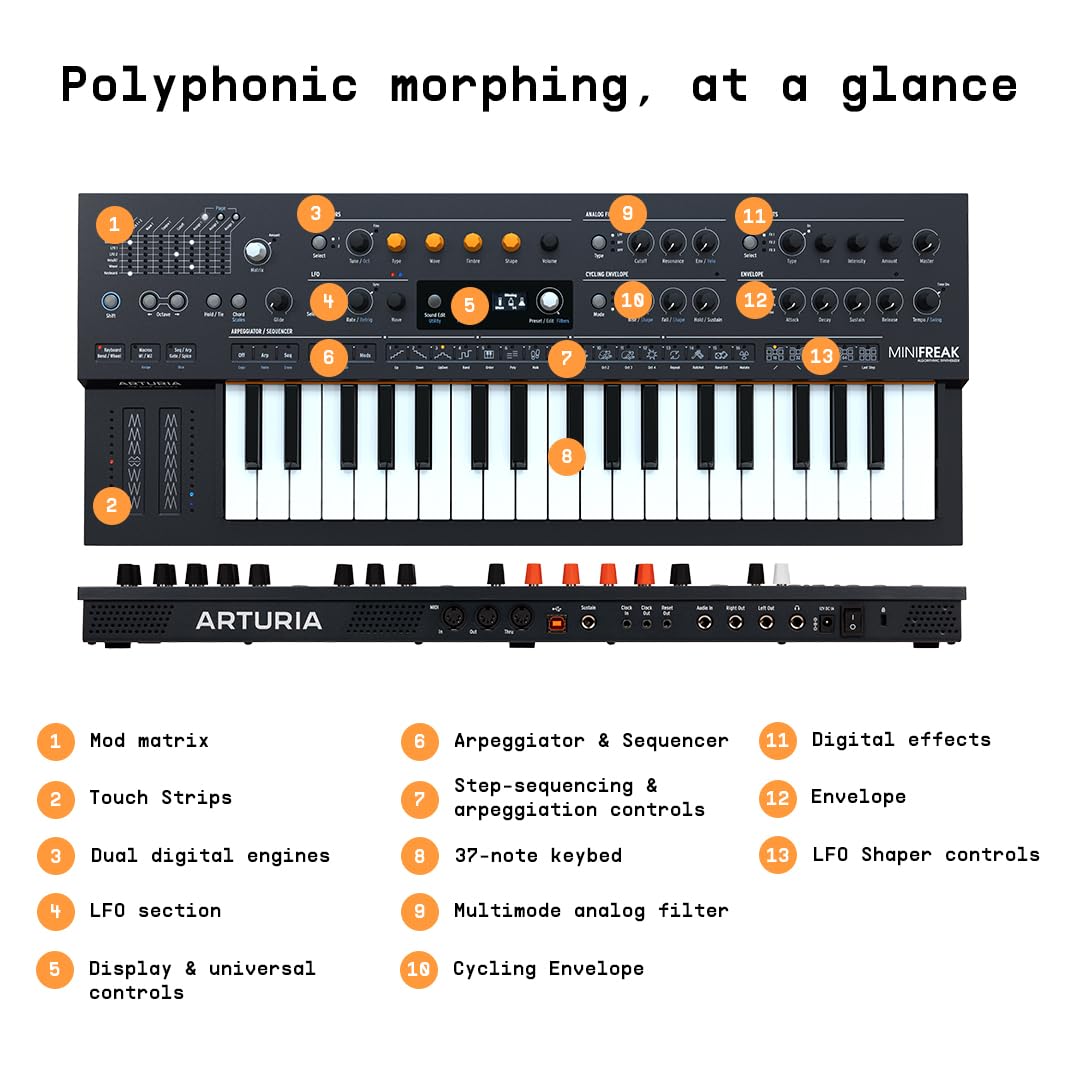 Arturia MiniFreak 37 Key Polyphonic 6-Voice Hybrid Synthesizer Keyboard