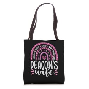 deacon's wife appreciation rainbow pastor christian jesus tote bag