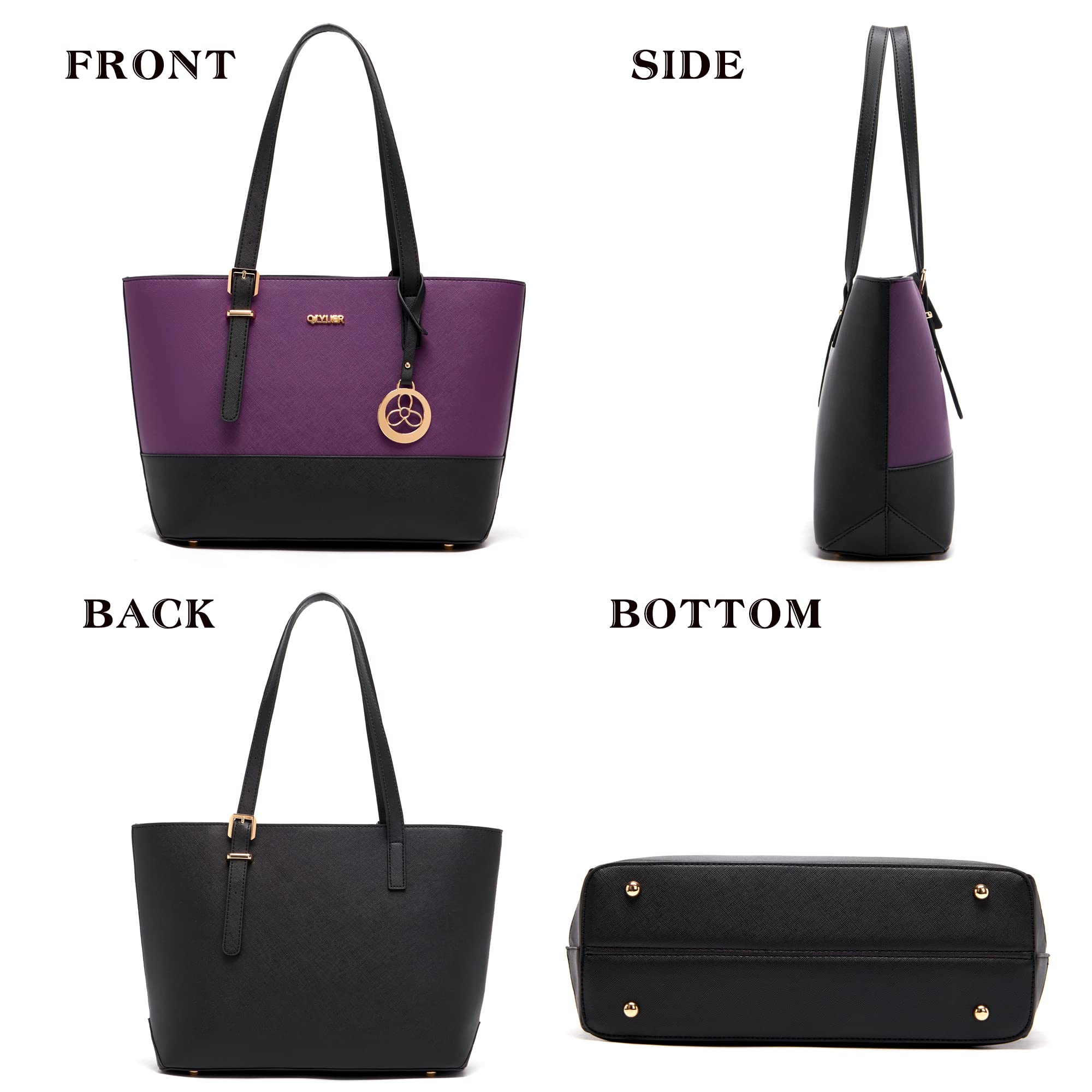 Purses And Wallets Set For Women Tote Satchel Handbags Shoulder Bag Top Handle Totes Purse With Matching Wallet PurpleBlack