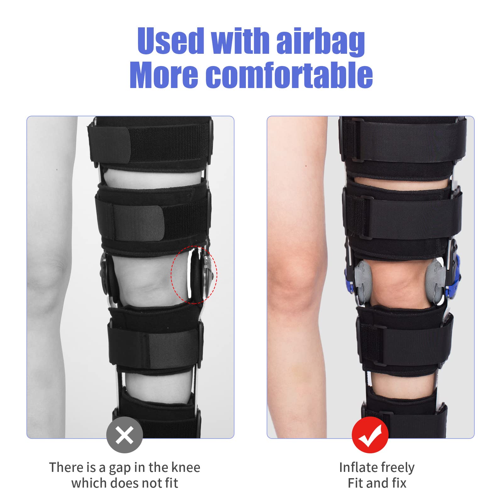 Tairibousy Hinged ROM Knee Brace Post Op Knee Brace Adjustable Knee Immobilizer Support with Side Leg Stabilizers