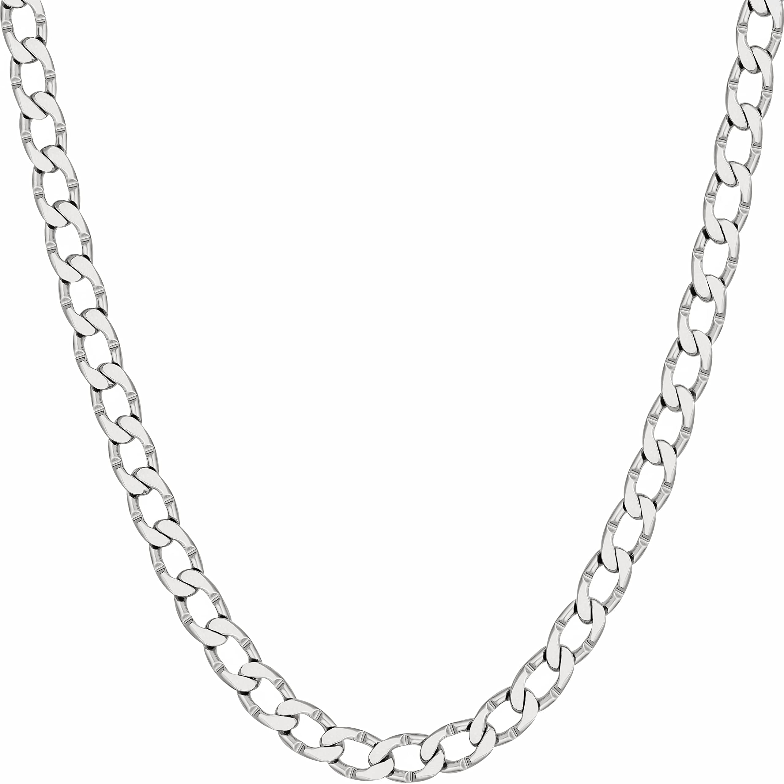 LIFETIME JEWELRY Diamond Cut Edge Curb Link Chain Necklace 24k Real Gold Plated (16 inches, 4mm, White Gold)