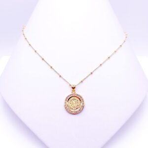 LESLIE BOULES 18K Gold Plated Saint Benedict Pendant Necklace Religious Jewelry for Women