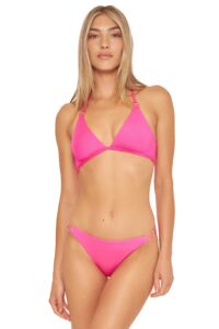 trina turk women's standard monaco ring halter bikini top-adjustable, tie back, swimwear separates, pink, 8