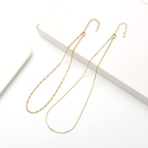 Fwlisesa Layered Gold Necklaces for Women, 14k Gold Plated Layering Coin Chain Necklace Simple Gold Choker Necklaces for Women Trendy Dainty Gold Chain Necklace Aesthetic Jewelry for Women