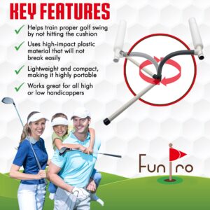 FunPro Golf Slice Corrector - Inside Approach Golf Swing Trainer Aid, Portable Golf Practice Tool for a Proper Swing, Golf Swing Training Aid for Beginners & Players, Lightweight, 1.3 lbs.