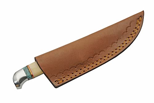 SZCO Supplies 203454-BO Bone/Resin Handled Daylight Outdoor Hunting Knife with Leather Sheath, 8" Length