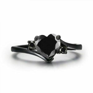 2.00 Ct Heart Cut Simulated Black Diamond Solitaire Engagement Ring Black Gold Plated Silver BY BALAJIGEMSANDJEWELRY (7)