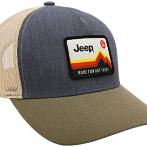 Jeep Have Fun Out There Trucker Snapback Patch Hat Grey/Army Green/Cream