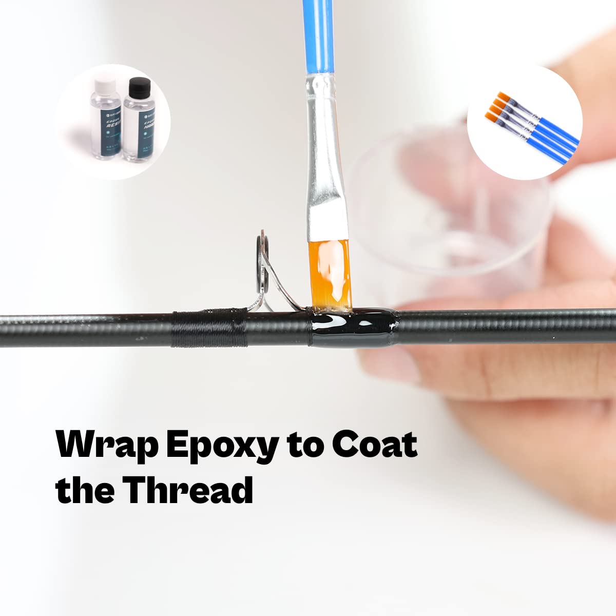 OJYDOIIIY Fishing Rod Repair Kit with Epoxy Glue, Wrapping Thread, Clipper, and Masking Tape