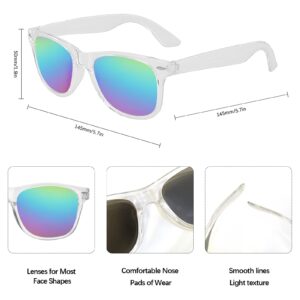 Matcheck 10 Retro Clear Mirrored Sunglasses Bulk Party Favors Classic Glasses Birthday Beach Pool Party Unisex Adult