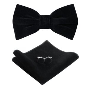 pacgoth velvet bow ties for men pre-tie men’s bow ties vintage tuxedo bow ties for wedding party gift for him (black)