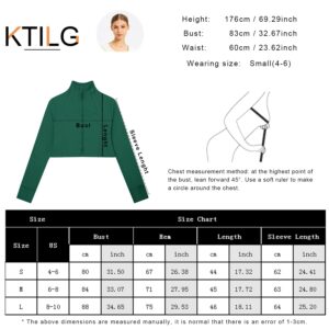 KTILG Women Crop Workout Jacket Zip-Up Lightweight Pullover Athletic Yoga Running Cropped Long-Sleeve Jackets Tops with Thumb Holes