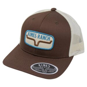 kimes ranch unisex rolling trucker 6-panel mesh back adjustable snapback hat/brown